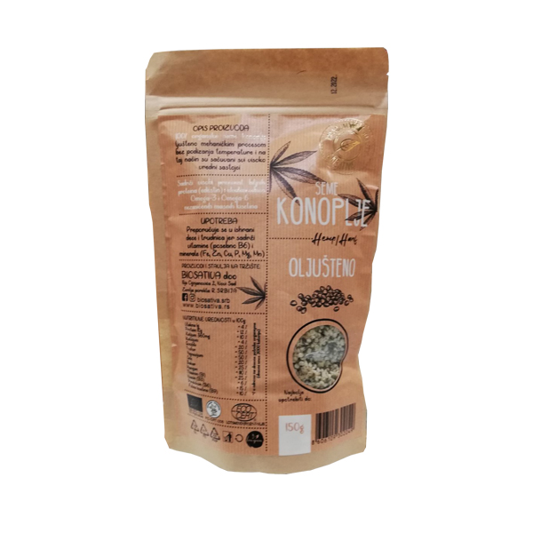 Seme Konoplje organsko oljušteno Biosativa 150g